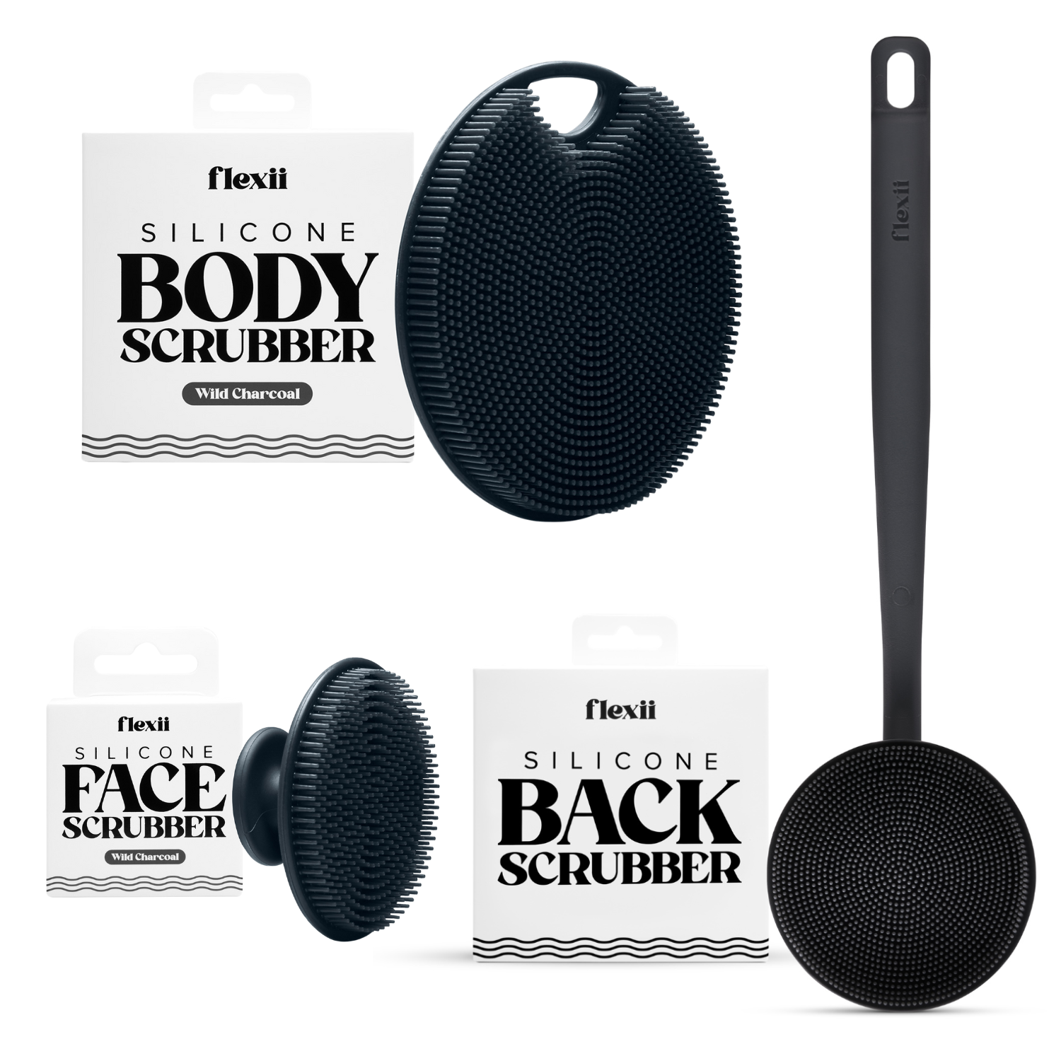 Back, Body & Face Scrubber Bundle | Exfoliating Tools | flexii
